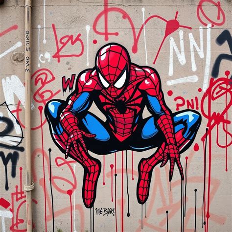 Spider Man Graffiti With Writing And Webs
