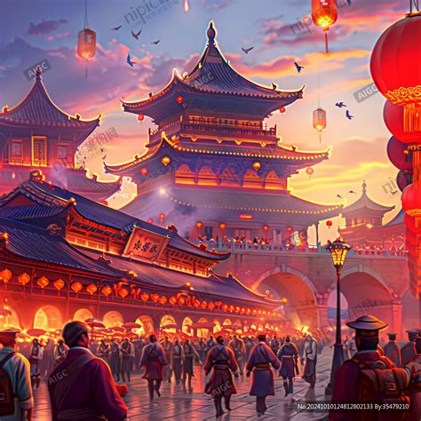 Ai创作图大明宫插画 唐朝城市景观 汴京插画 皇宫楼阁插画 横店插画宣传背景素材 古代繁华街景 古代街道夜景 古代繁华街道 西域城市场景 古代街景插画 宋代汴京场景 唐朝城楼风光 紫荆城门插画