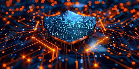 A Digital Shield Made Of Interconnected Circuits Symbolizes Cyber Defense Strategy Concept