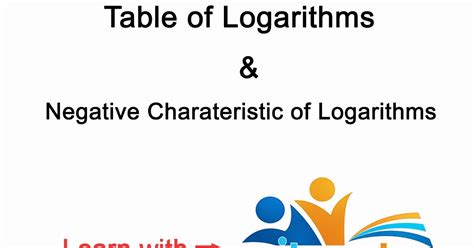 Table Of Logarithms And Negative Characteristic Of Logarithms Witcentre
