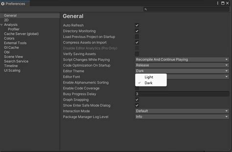 Unity 深色模式浅色模式