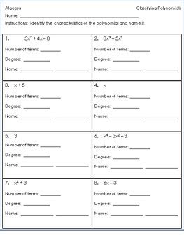 Classifying Polynomials Notes Worksheet By Craig Steedley TPT