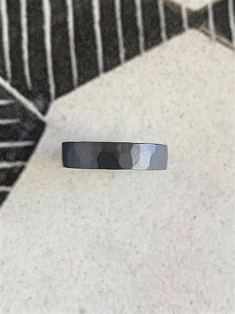 5mm Zirconium Flat Edge Hand Forged Wedding Band Ooh Aah Jewelry
