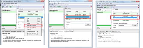 how to insert commands in between script using selenium ide selenium