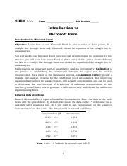 CHEM 111 EXPT 00 Excel Practice Pdf CHEM 111 Name Lab Section Introduction To Microsoft Excel