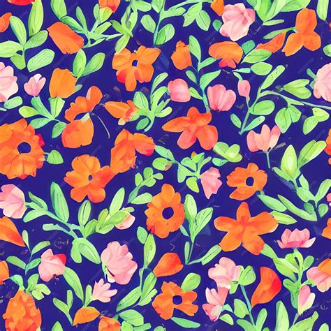 Seamless Floral Pattern Element Vector Shape Doodle Plant Abstract Texture Background Premium