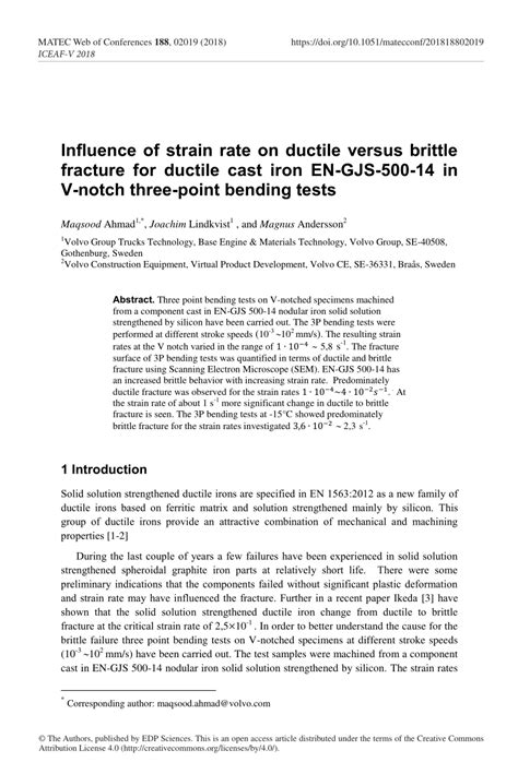 Pdf Influence Of Strain Rate On Ductile Versus Brittle Fracture For