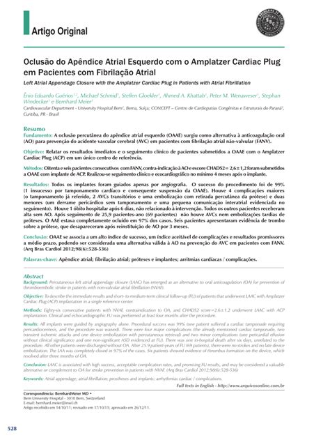 Pdf Left Atrial Appendage Closure With The Amplatzer Cardiac Plug In