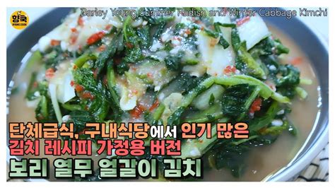 Eng 대박집 잘박잘박한 보리 열무 얼갈이김치 너무 맛있어서 영상 올립니다단체급식 구내식당에서 인기 많은 김치 레시피 가정용 버전194 Youtube