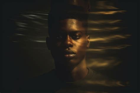 Distorted Portrait Of Dark Skinned Malereflection Premium Ai
