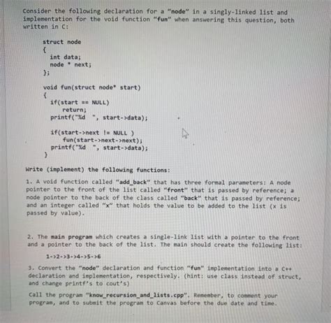 Solved Consider The Following Declaration For A Node In A