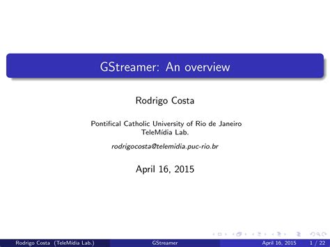 Gstreamer An Overview Pdf