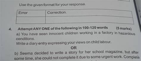 Use The Given Format For Your Response Begin{tabular} { L L } H