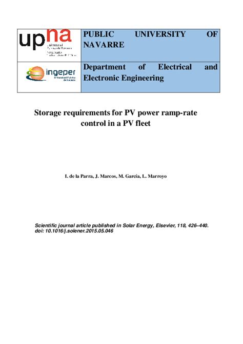 Pdf Storage Requirements For Pv Power Ramp Rate Control