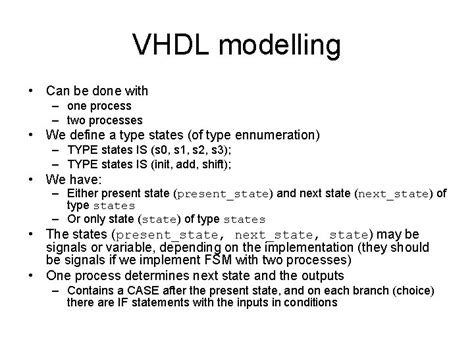 Finite State Machines Modelling Fsm In Vhdl Types