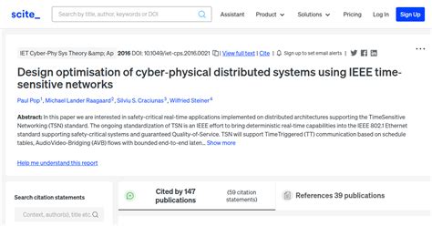 Citation Report Design Optimisation Of Cyber‐physical Distributed