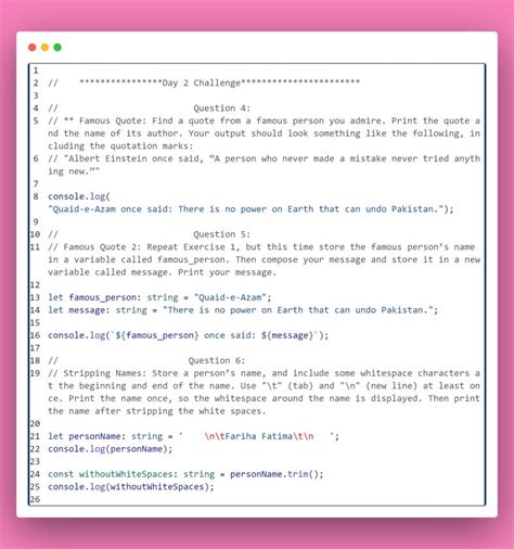 🚀 100 days of coding challenge fariha fatima