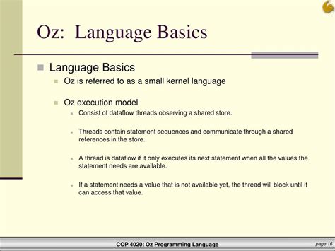 Ppt Cop 4020 Oz Programming Language Presentation Powerpoint Presentation Id2155673