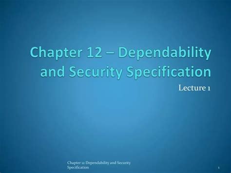 Ppt Chapter 12 Dependability And Security Specification Powerpoint