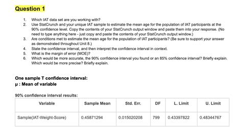 Solved Question 1which Iat Data Set Are You Working Withuse
