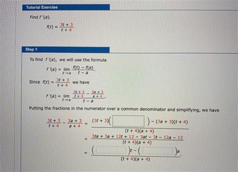 solved tutorial exercise find f a f t step 1 to find f