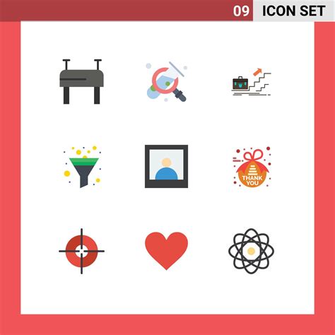 9 Thematic Vector Flat Colors And Editable Symbols Of Photo Sort Career Funnel Success Editable