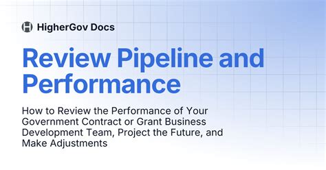 Review Pipeline And Performance Highergov Docs