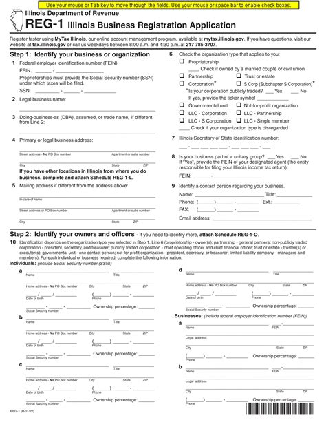 Illinois Form Reg 1 ≡ Fill Out Business Registration Application
