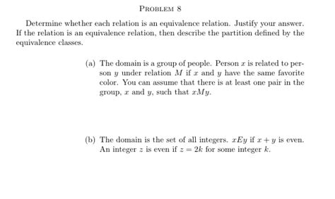 Solved PROBLEM 8 Determine Whether Each Relation Is An Chegg Com