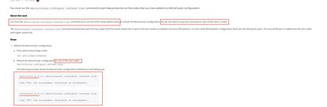 multiple issues regarding metrocluster configure refresh true