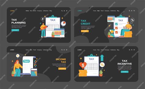 Premium Vector | Tax optimization web banner or landing page dark or night mode set financial ...