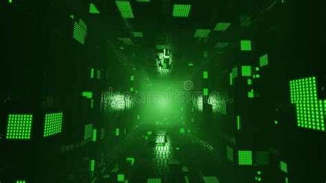 Abstract 3d Tunnel Background Seamless Loop Animation Sci Fi Cyberpunk Matrix Videogame Style