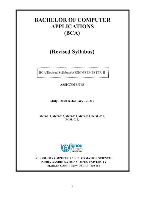 pdf bachelor of computer applications bca the bca programme guide contents course code