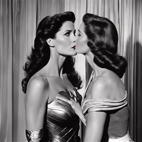 Lynda Carter Wonder Woman Kissing Diana Prince By Lurkingintheshade On