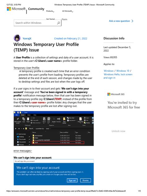 Windows Temporary User Profile Temp Issue Microsoft Community Pdf