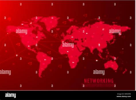 Global Network Connection Background Red World Map Vector