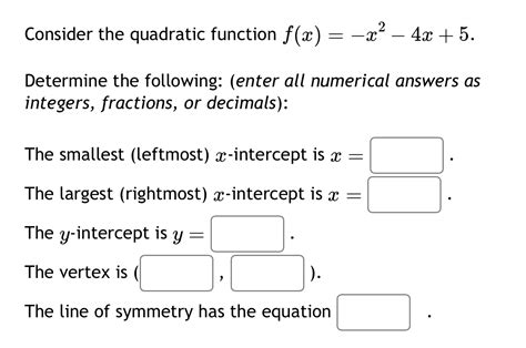 Solved Consider The Quadratic Function
