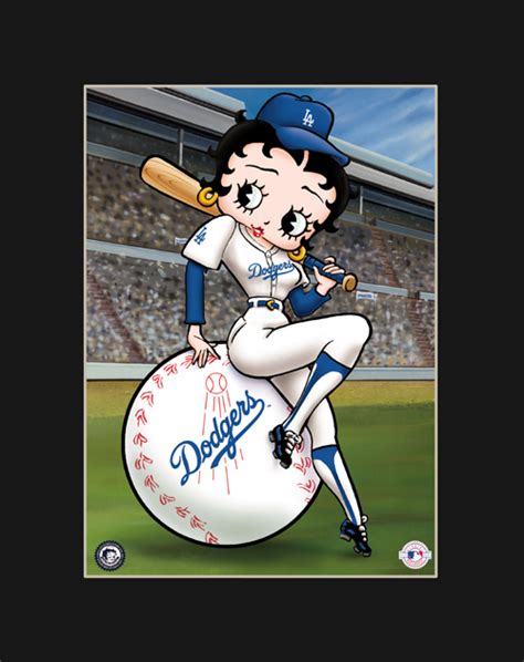 Betty Boop Los Angeles Dodgers Le Lithograph Matted Property Room