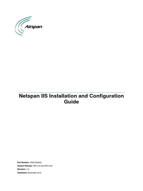 Ugd D00643 Netspan Iis Installation And Configuration Guide Sr14 20 And Sr14 50