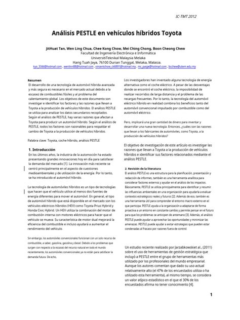 Pestle Analysis On Toyota Hybrid Vehicle Enes Pdf Vehículo