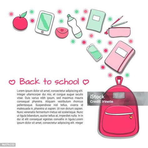 다시 십 대와 학교 배경 또는 여자 학생의 학 용품 판매 배너 또는 플라이어를 위한 포스터 템플릿입니다 브로셔 팜플렛 전단지 텍스트 빈 장소에 대 한 디자인 0명에 대한