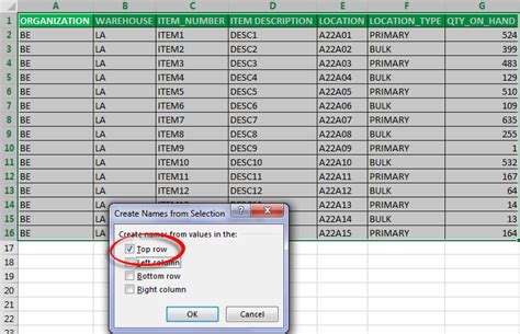 Microsoft Excel Shortcut Ctrl Shift F Pop Up To Add Automatic Names Ranges For All Your Column