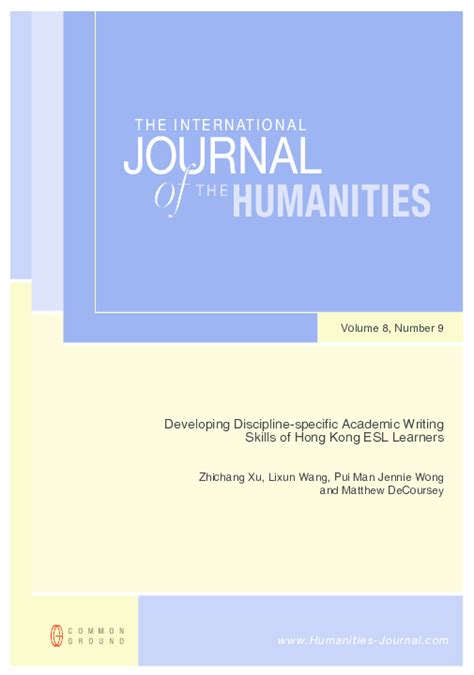 Pdf Developing Discipline ­specific Academic Writing Skills Of Hong Kong Esl Learners