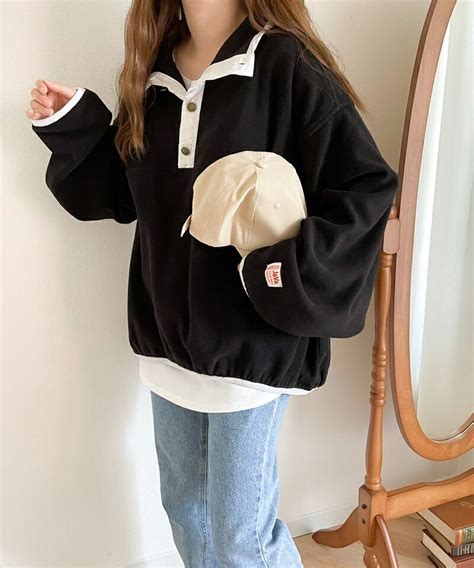 日本 Classical Elf Java聯名 裏起毛配色開襟polo領上衣 芥黃｜媽咪愛