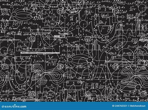 Endless Mathematical Texture With Geometrical Figures Equations And Calculations Handwritten