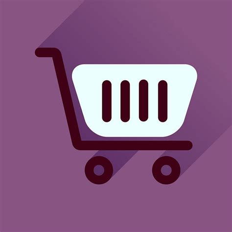 긴 그림자 쇼핑 카트 벡터와 평면 아이콘 Ai Eps Uidownload