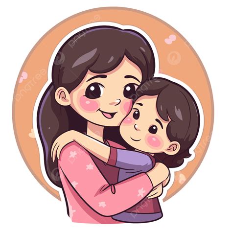 Mujer Abrazando A Su Hijo Vector PNG dibujos Diseño De Pegatinas Con