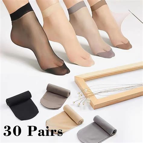 여성용 초박형 나일론 양말 여성용 짧은 발목 탄성 크리스탈 봄 실크 삭스 투명 여름 양말 개 쌍 AliExpress