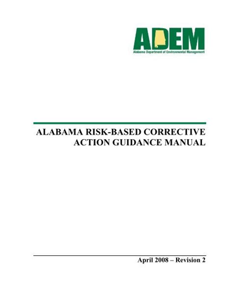 Alabama Risk Based Corrective Action Guidance Manual