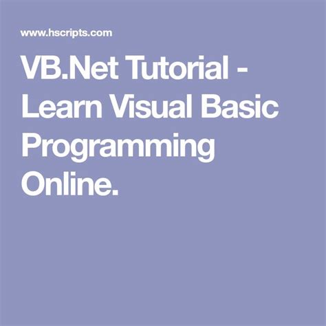 Vbnet Tutorial Learn Visual Basic Programming Online Visual Basic Programming Basic